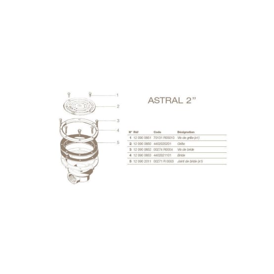 Astralpool - Grille de bonde de fond 175 mm pour ASTRAL STANDARD béton ...
