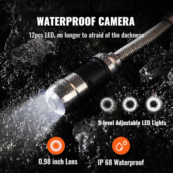 Camera inspection 40 m avec localisateur 512 Hz. Écran 7'', DVR, IP68 ...