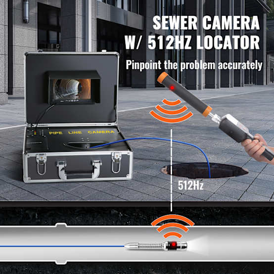 Camera inspection 40 m avec localisateur 512 Hz. Écran 7'', DVR, IP68 ...