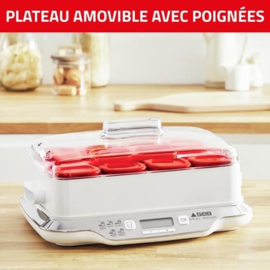 Yaourtiere SEB 12 pots 140 ml, Yaourts et desserts maison, 5 programmes ...