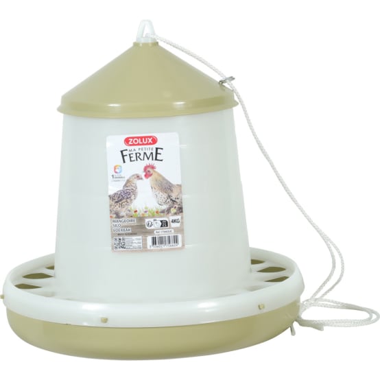 Mangeoire silo en plastique vert, capacité 4 kg, basse cour - Jardiland