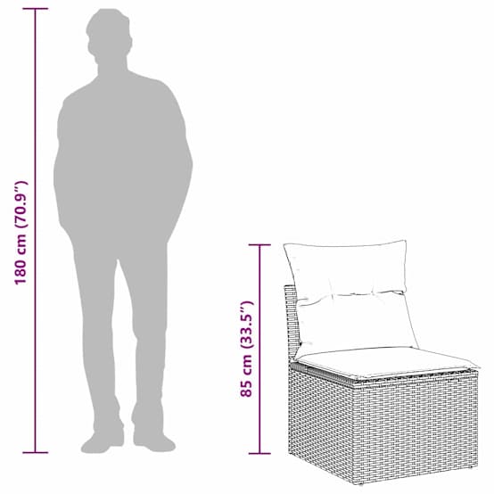 Salon de Jardin à Dîner 9 Éléments Modulable en Poly Rotin et Bois Noir ...