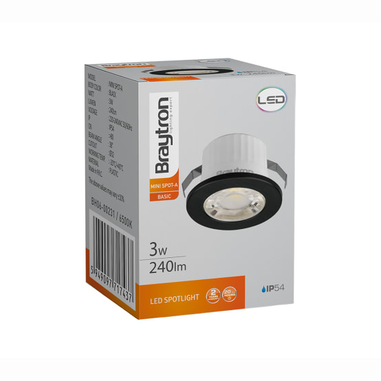 Mini spot LED rond noir 3W 3000K IP54 - Jardiland