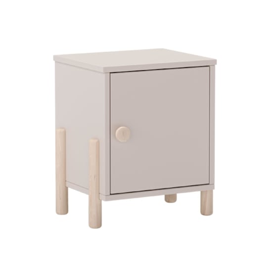 Chevet 1 porte en MDF et pin massif laqué crème pieds en pin naturel - ENORA - Jardiland