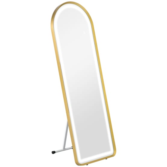 Miroir LED sur Pied Aluminium Chambre Tactile Dimmable 50x151cm Doré ...