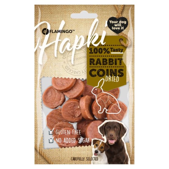 Flamingo - Friandise lapin pièces Hapki BBQ pour chien 85 g sans gluten ...