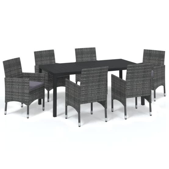 Grand Salon de Jardin 6 Personnes Table WPC Résine Tressée Gris 185 cm – ComfortXL Outdoor ...