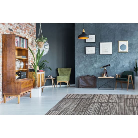 Tapis Imprimé Jacquard "Phoenix" Naturel & Gris 160 x 230 cm - Jardiland