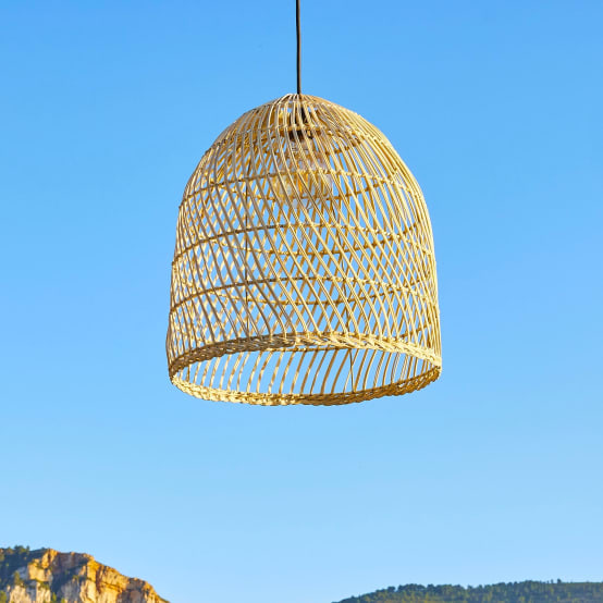 Suspension secteur PAULO Beige Rotin D40CM - Jardiland