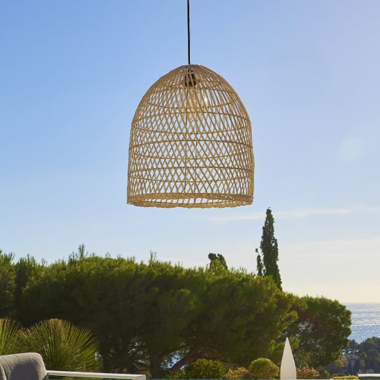 Suspension secteur PAULO Beige Rotin D40CM - Jardiland