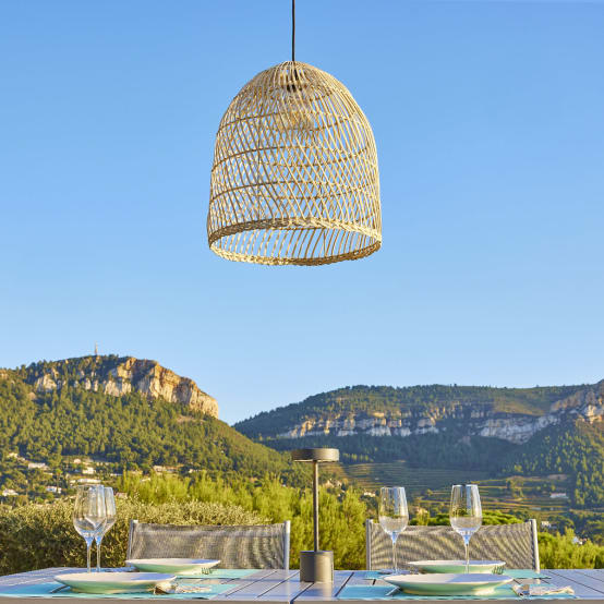 Suspension secteur PAULO Beige Rotin D40CM - Jardiland