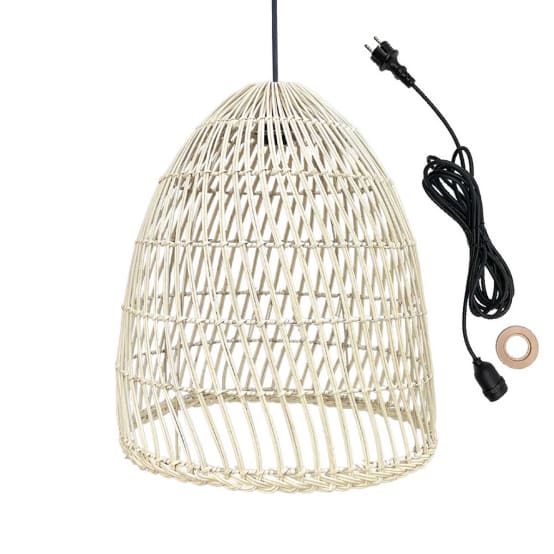 Suspension secteur PAULO Beige Rotin D40CM - Jardiland