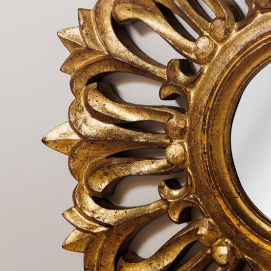 Miroir rond Valentine doré résine 60x60x60cm - Jardiland