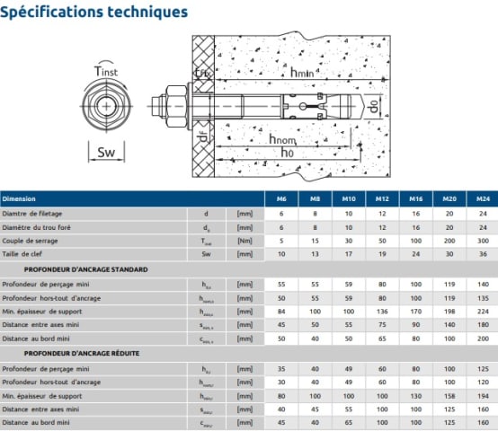 Goujons d'ancrage pour béton non fissuré 16X100 boîte de 25 - RAWL - R-XPT-16100/5 - Jardiland