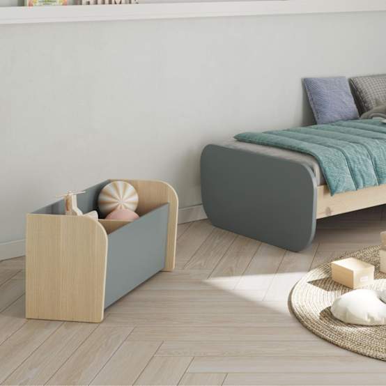 Coffre à jouet en pin massif naturel et MDF laqué vert kaki - KAINA - Jardiland