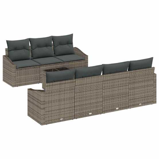 Mobilier Jardin Complet 8 pcs Polyrotin avec Table et Sac Rangement ...