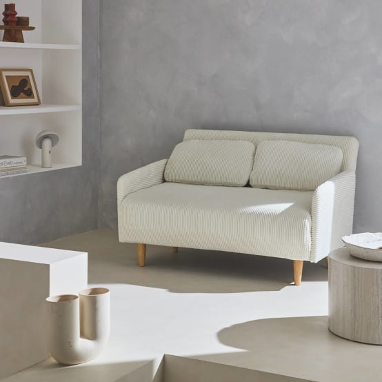 Canapé convertible en velours côtelé - Panam - 2 places scandinave ...