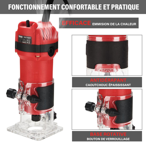 Fraiseuse/raboteuse électrique 800 W, 31 000 tr/min, fournie avec 15 ...