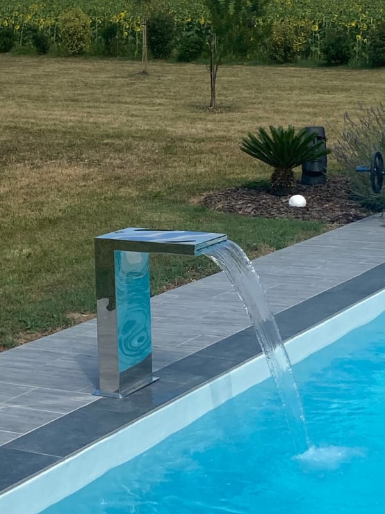 Cascade Inox Fontaine Piscine Bassin Modèle Demi Cube Hauteur 70cm ...