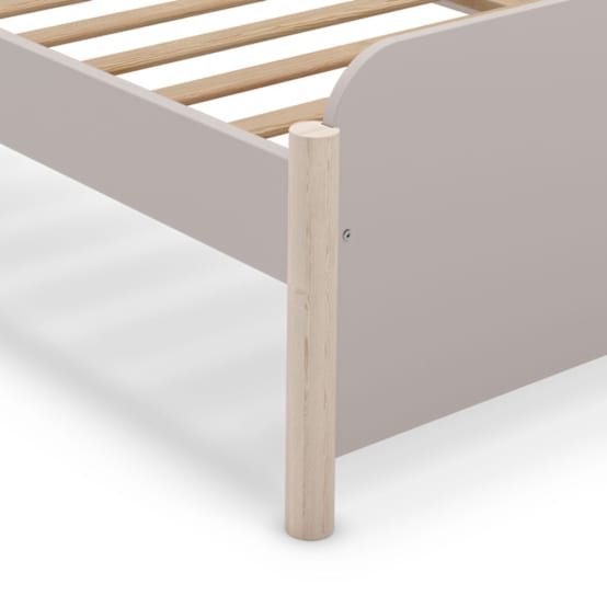 Lit 90x190 en MDF et pin massif laqué crème pieds en pin naturel - ENORA - Jardiland