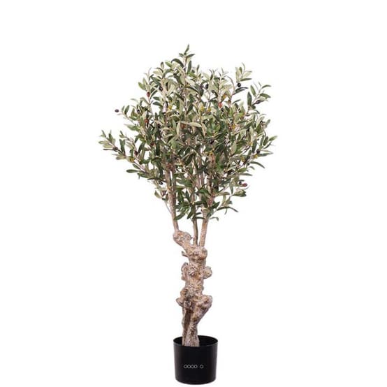 Superbe olivier artificiel tronc noueux H 120 cm en pot avec olives ...