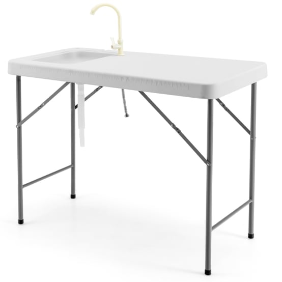 Table de Pêche avec Éviers Table Pliante Portable pour Nettoyage de ...