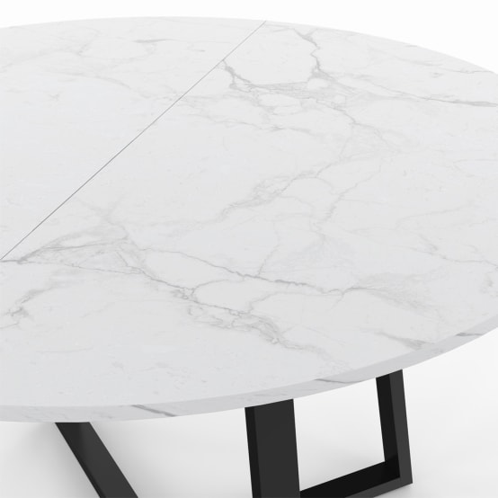 Table à manger fixe ronde SELMA 4-6 personnes plateau effet marbre ...