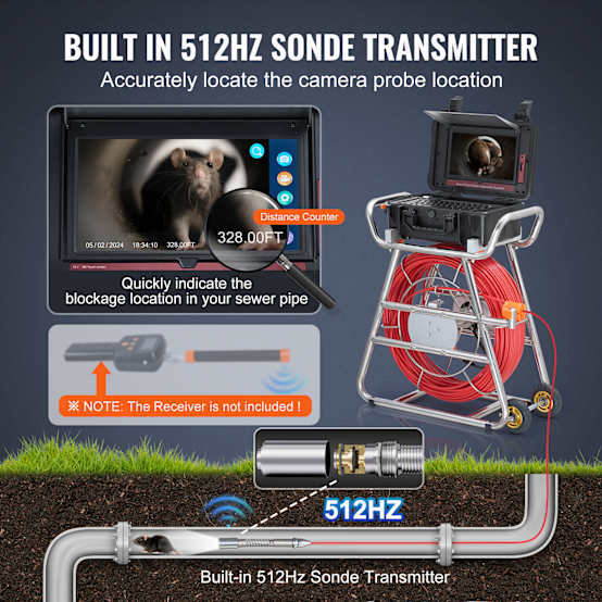 Camera d egout 100m: nivellement auto, ecran tactile 10.1, emetteur ...