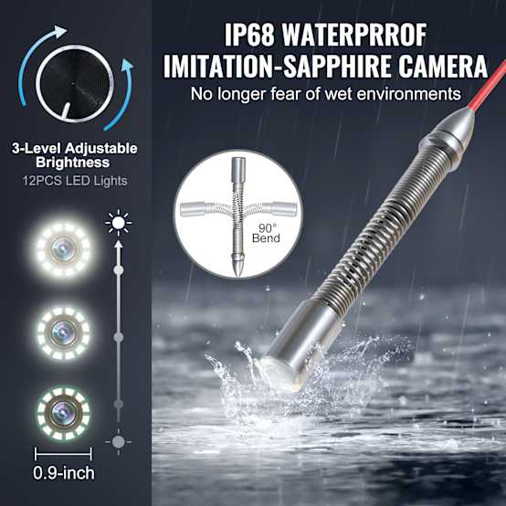 Camera d egout 100m: nivellement auto, ecran tactile 10.1, emetteur ...