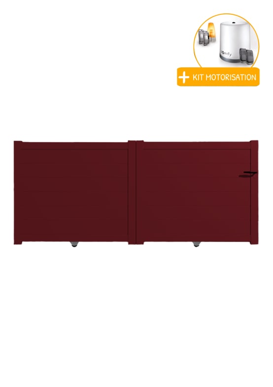 Portail alu coulissant plein en kit +MOT dim. L.3000 (entre piliers) X ...