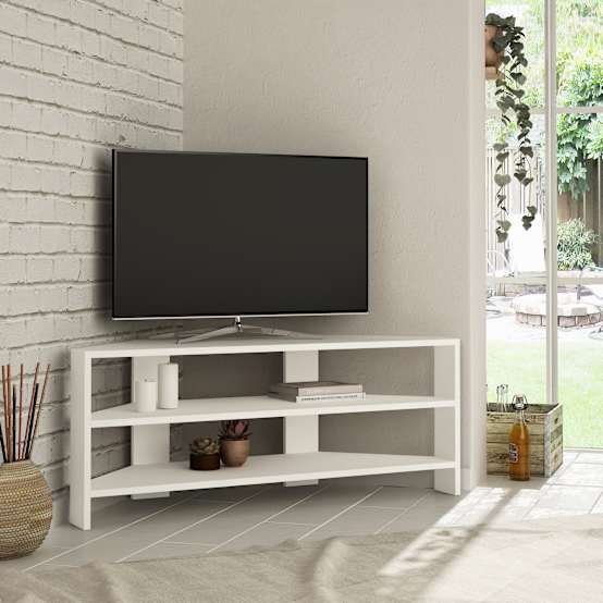 Meuble Tv En Bois "thalescorner" - 110 X 36 X 45 Cm - Blanc -hanah Home ...