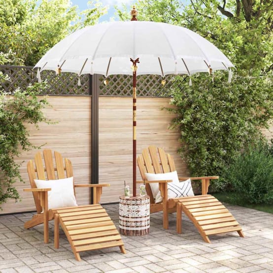 Parasol balinais 260 Crème 210-220 cm Coton et bois massif vidaXL ...