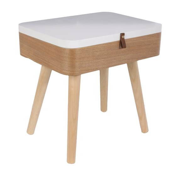 Table de chevet vintage Elin - L. 40 x H. 54 cm - Blanc - The Home Deco Factory - Jardiland