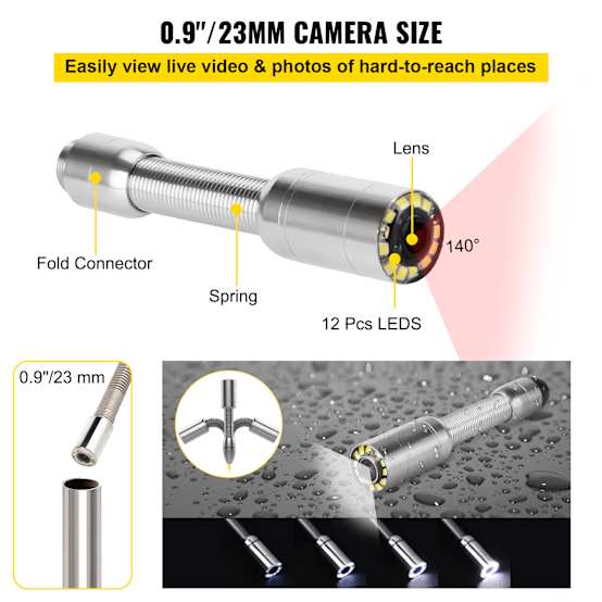 Camera inspection 40 m avec localisateur 512 Hz. Écran 7'', DVR, IP68 ...
