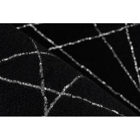 Tapis Géométrique à Poils Longs "Bijou" Noir & Argent 160 x 230 cm ...