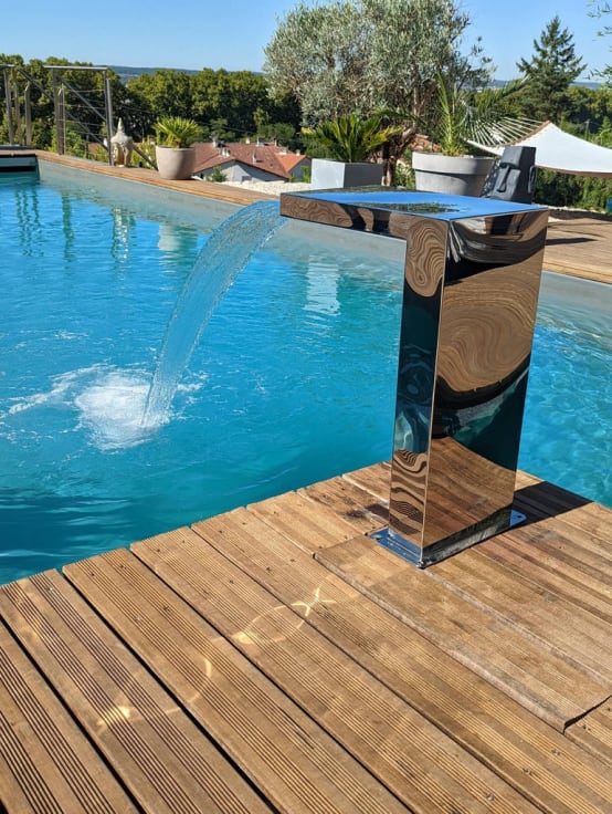 Cascade Inox 316 Fontaine Piscine Bassin Modèle Demi Cube Hauteur 70cm ...