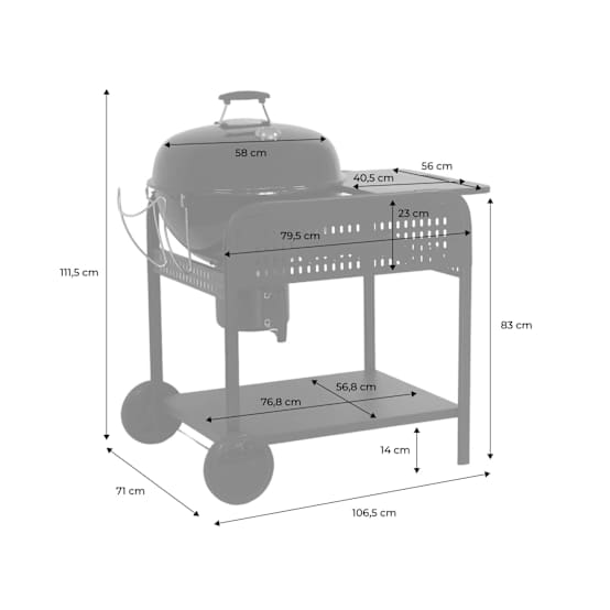 Barbecue rond charbon de bois acier émaillé Ø53cm. grill noir avec ...
