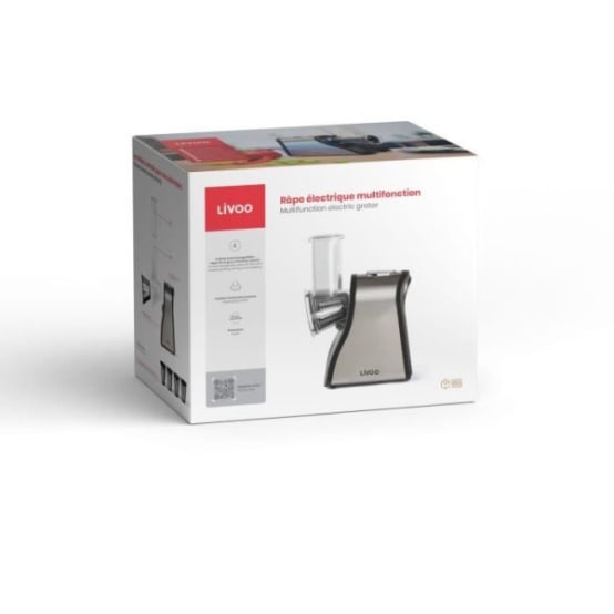 Râpe électrique multifonctions LIVOO DOP192 - Noir et gris - 4 cônes interchangeables - Jardiland
