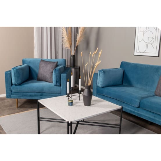 Fauteuil Design en Velours "Boom" 110cm Bleu - Jardiland