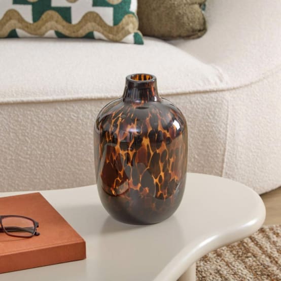 Vase Léopard en Verre "Roen" 25cm Ambre - Jardiland