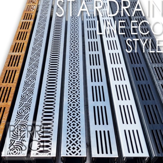 Caniveau étroit 6,5 cm Grille INOX Style - StarDrain - LINE ECO - Inox ...