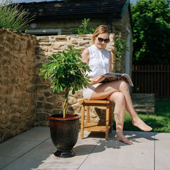 MORGANE pot grande taille d'extérieur fait main en terre cuite émaillée ...