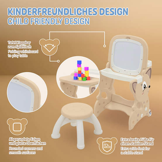 Table d’activités 3-en-1 pour enfants marron avec double tableau LCD et ...