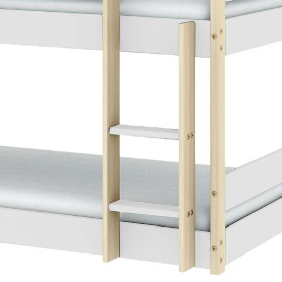 Lit superposé 3 couchages 90x190 en MDF laqué blanc et pin naturel - SOMIS - Jardiland