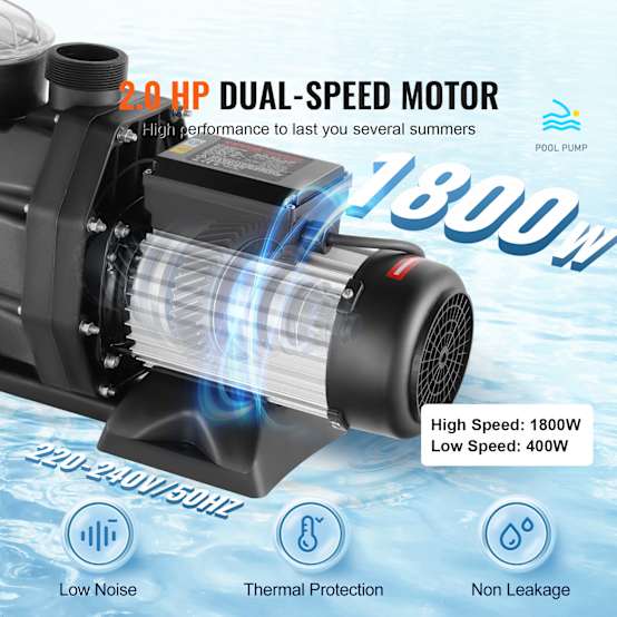 Pompe piscine hors sol 1800W 2 CV double vitesse 1450/2860 tr/min ...