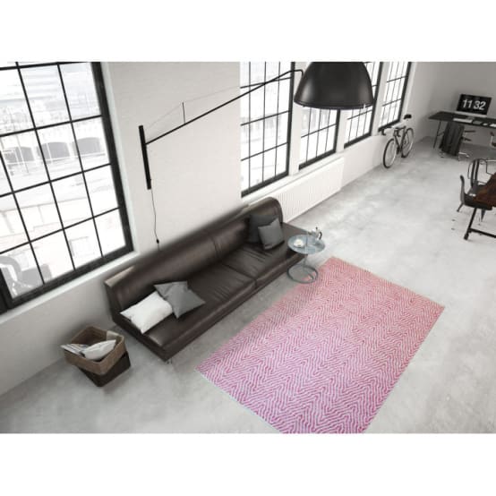 Tapis Rayé Fait Main "Aperitif" Rose 160 x 230 cm - Jardiland