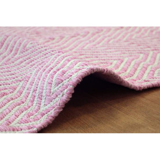 Tapis Rayé Fait Main "Aperitif" Rose 160 x 230 cm - Jardiland