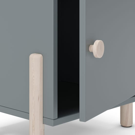 Chevet 1 porte en MDF et pin massif laqué vert kaki pieds en pin naturel - ENORA - Jardiland