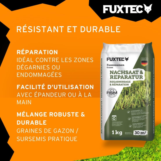 Semences de gazon FUXTEC FX-RSNR1 – sursemis et réparation 1kg/30m² ...