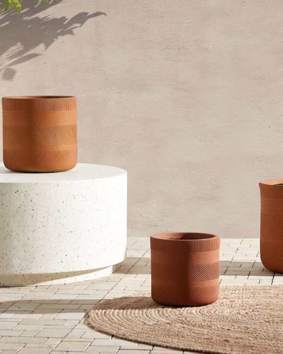 Cache-pot Extérieur en Fibre Argile Marron Doré ⌀ 31 cm Pot de Fleur ...